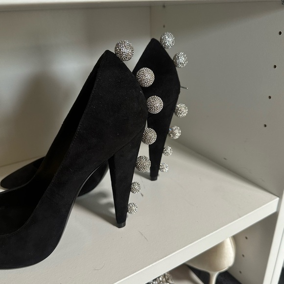 Saint Laurent | Shoes | Saint Laurent Suede And Crystal Heels | Poshmark